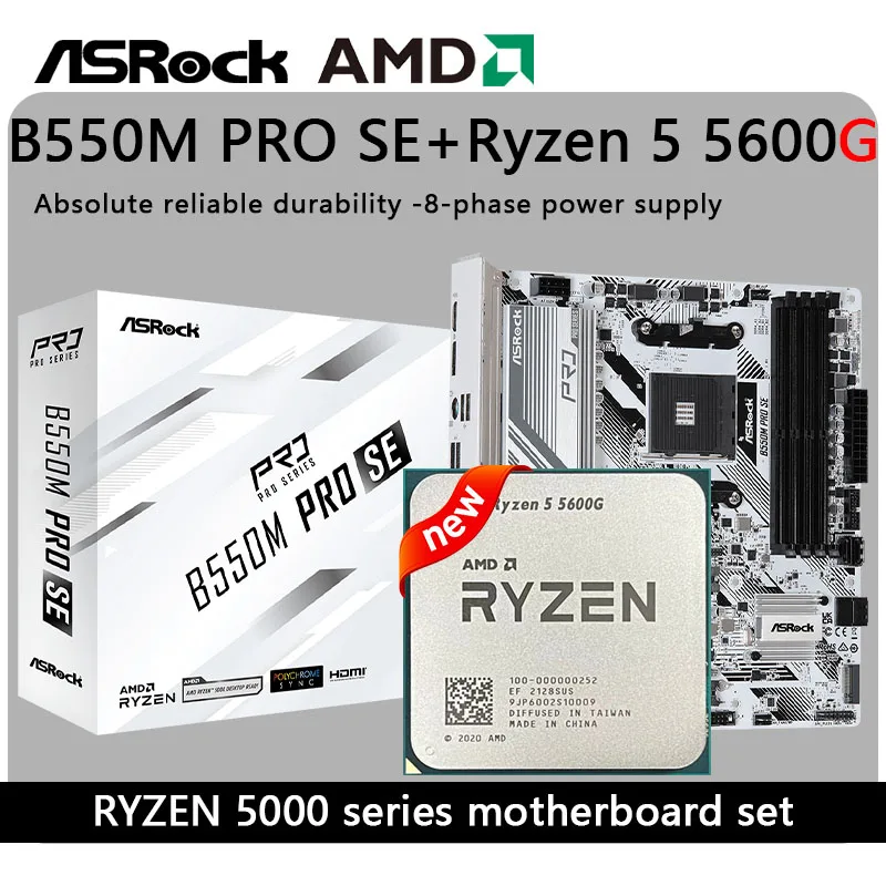 Asrock-motherboard-amd-Ryzen-5-5600g-r5-5600g-cpu-asrock-b550m-pro-se ...