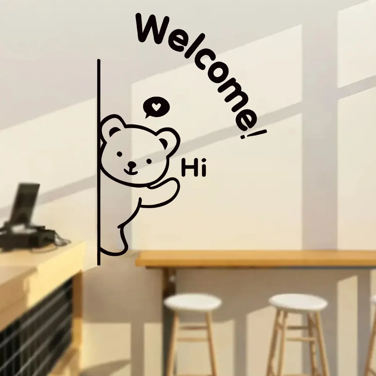 Cartoon Cute Bear Welcome Wall Stickers Removable for Bedroom Living ...