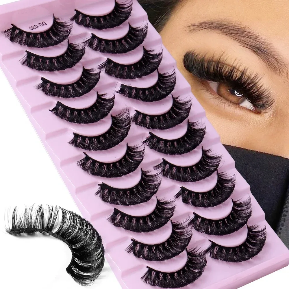 10-Pairs-Russian-Strip-Lashes-DD-Curl-Lashes-3D-Eyelashes-Reusable ...
