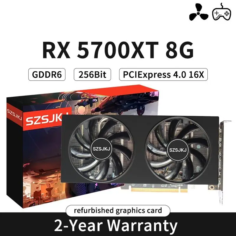 New-AMD-Radeon-RX-5700XT-8GB-Graphics-Card-GPU-GDDR6-256-Bit-8pin-8pin ...
