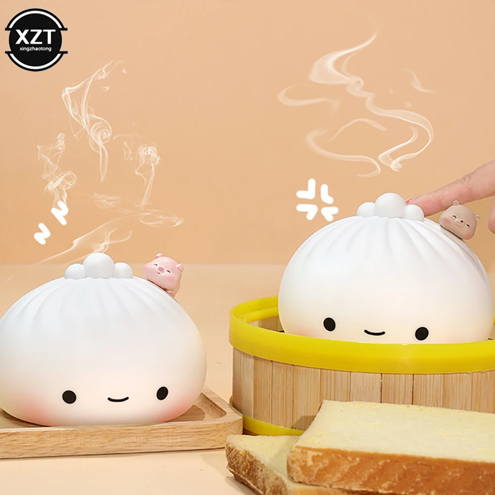 Cute-LED-Night-Lights-Bun-Dumpling-Cartoon-Bedroom-Holiday-Home ...