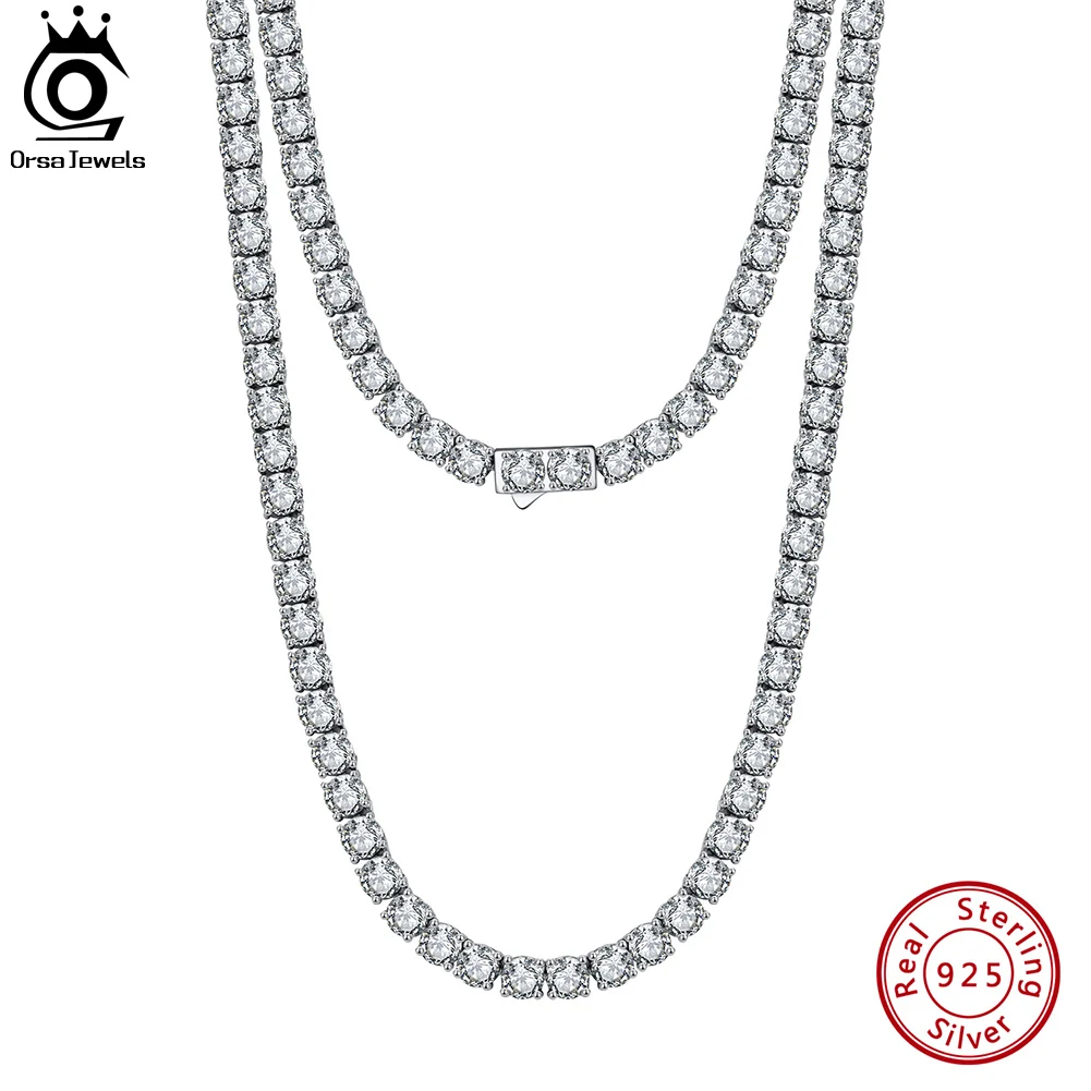 Tennis Chain 925 Sterling Silver Zirconia | Cubic Zirconia Tennis Chain ...