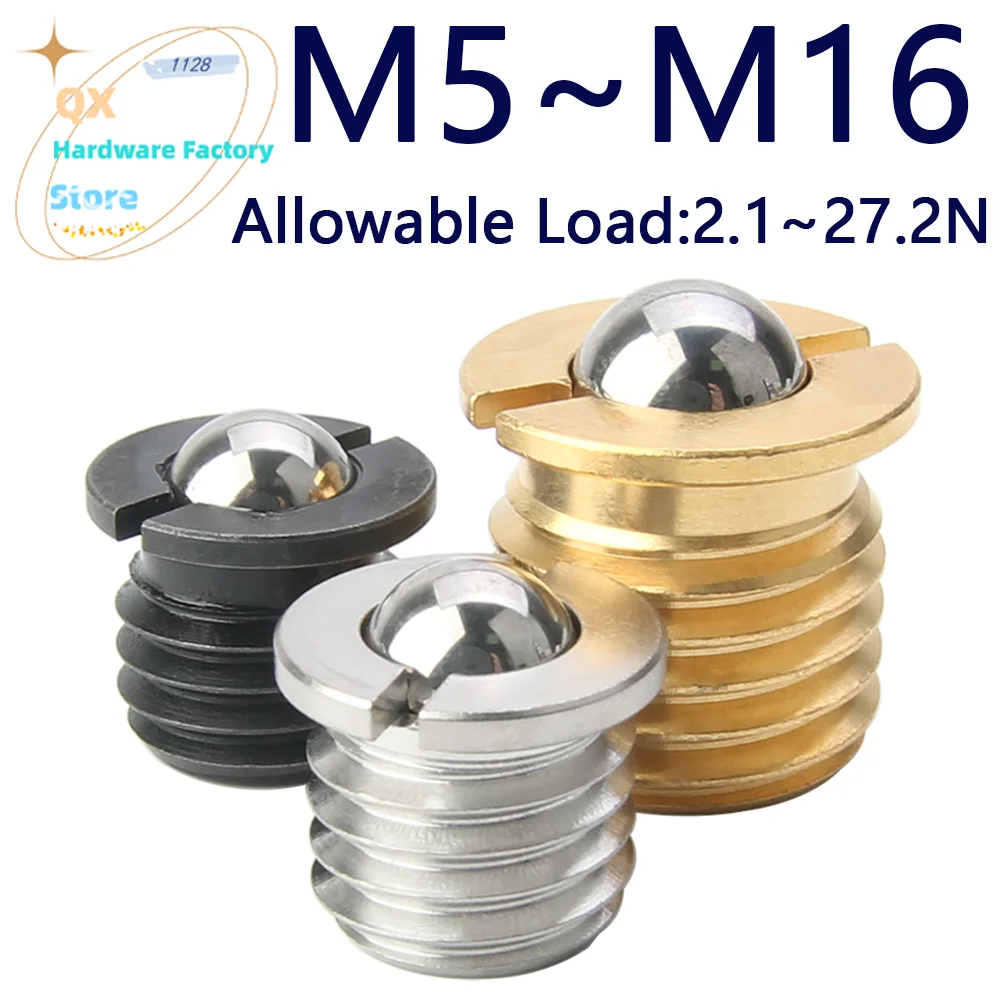 QX413 M5~M16 Factory Outlet Slotted Spring Ball Plunger Brass/Carbon ...