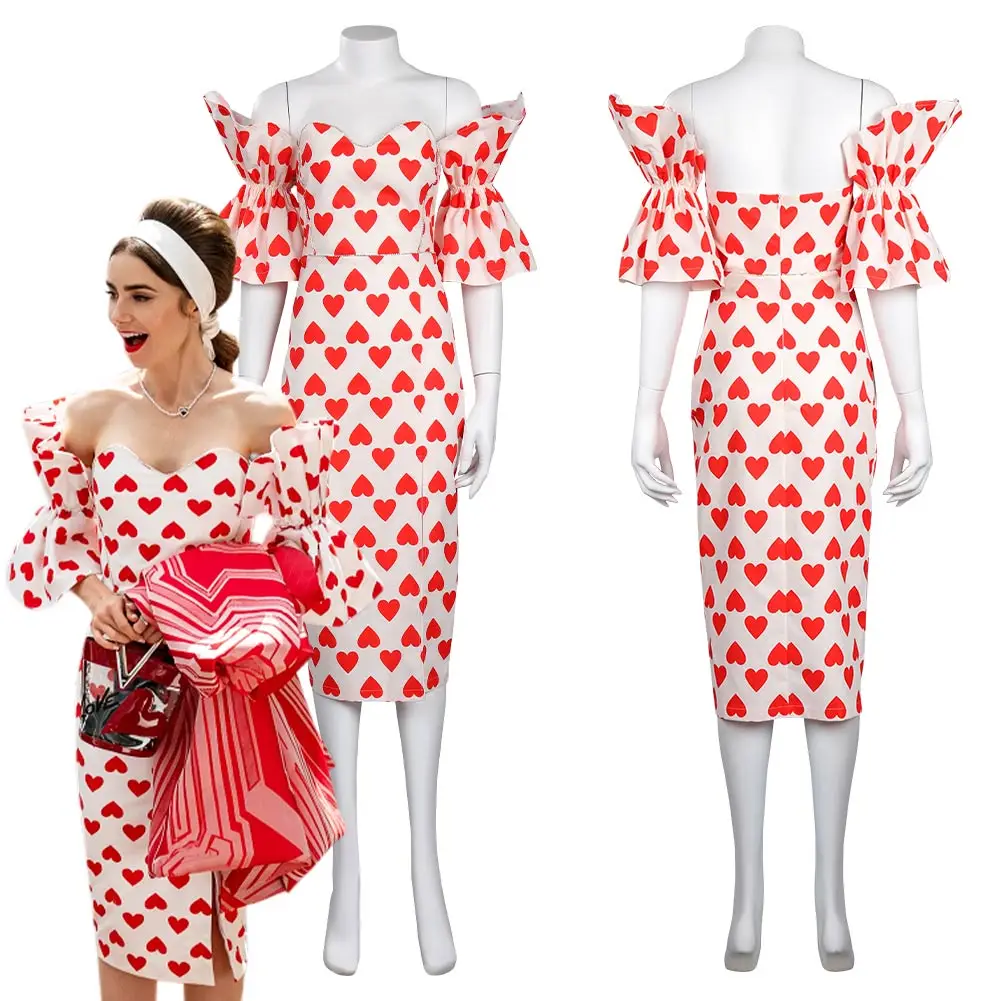 Emily In Paris Season 2 Series Emily Cooper Dress Cosplay Costume ...