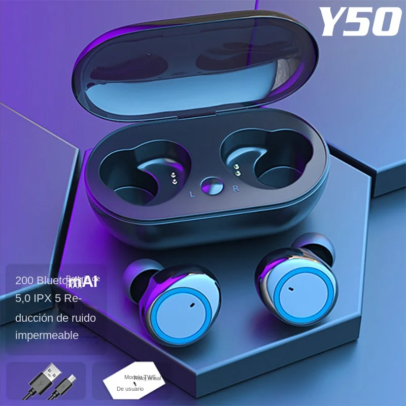 Auriculares-inal-mbricos-Y50-con-Bluetooth-50-aud-fonos-intrauditivos-Tws-con-botones-est-reo ...