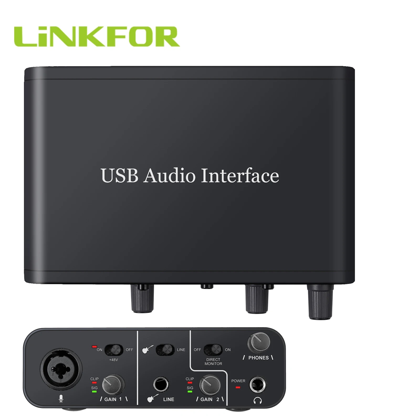 LiNKFOR USB 오디오 인터페이스, XLR TRS, Mac OS X 및 Windows XP 및 음악 악기 DAW 녹음 ...