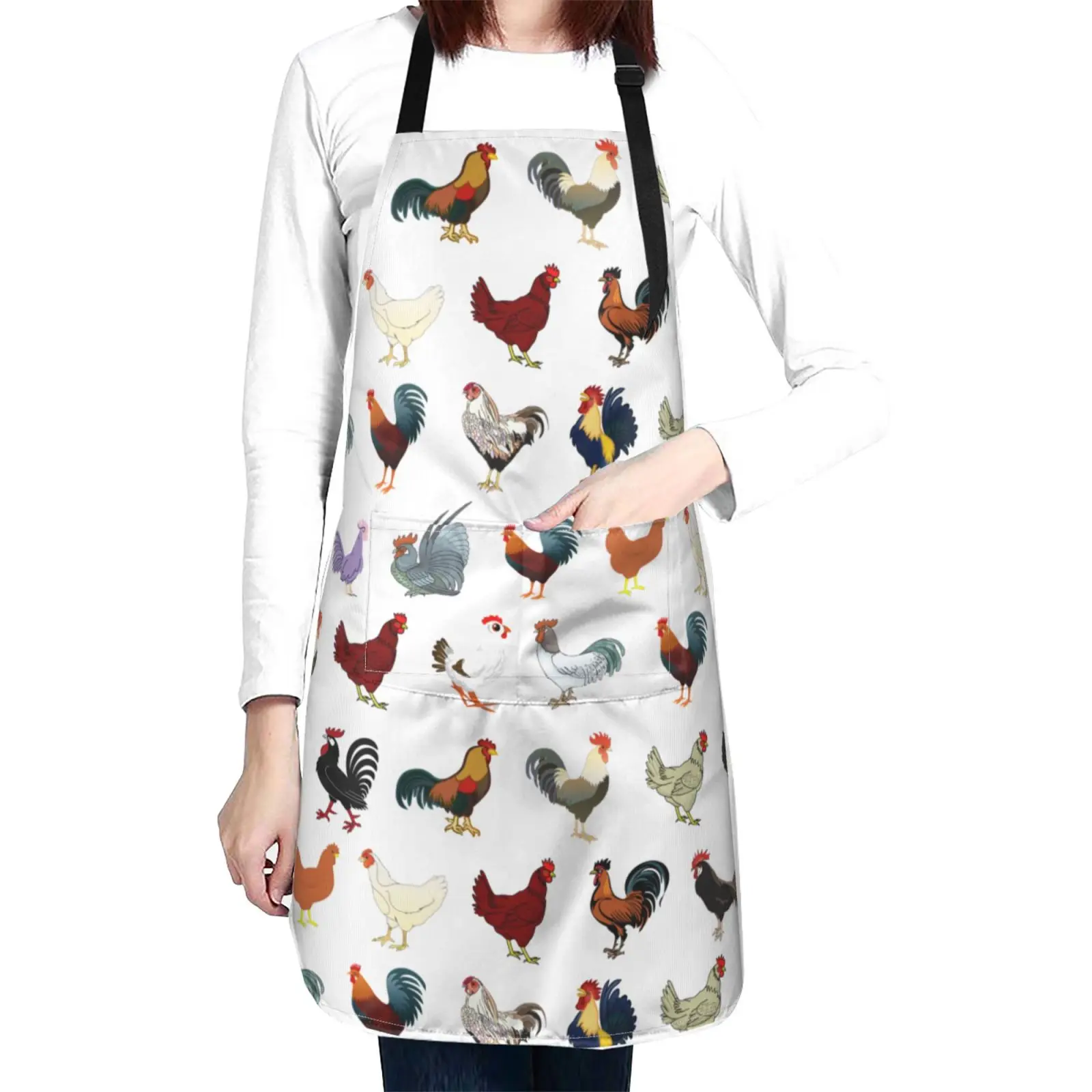 Cute-Rooster-Apron-Chicken-Aprons-for-Women-with-2-Pockets-Funny-Animal ...