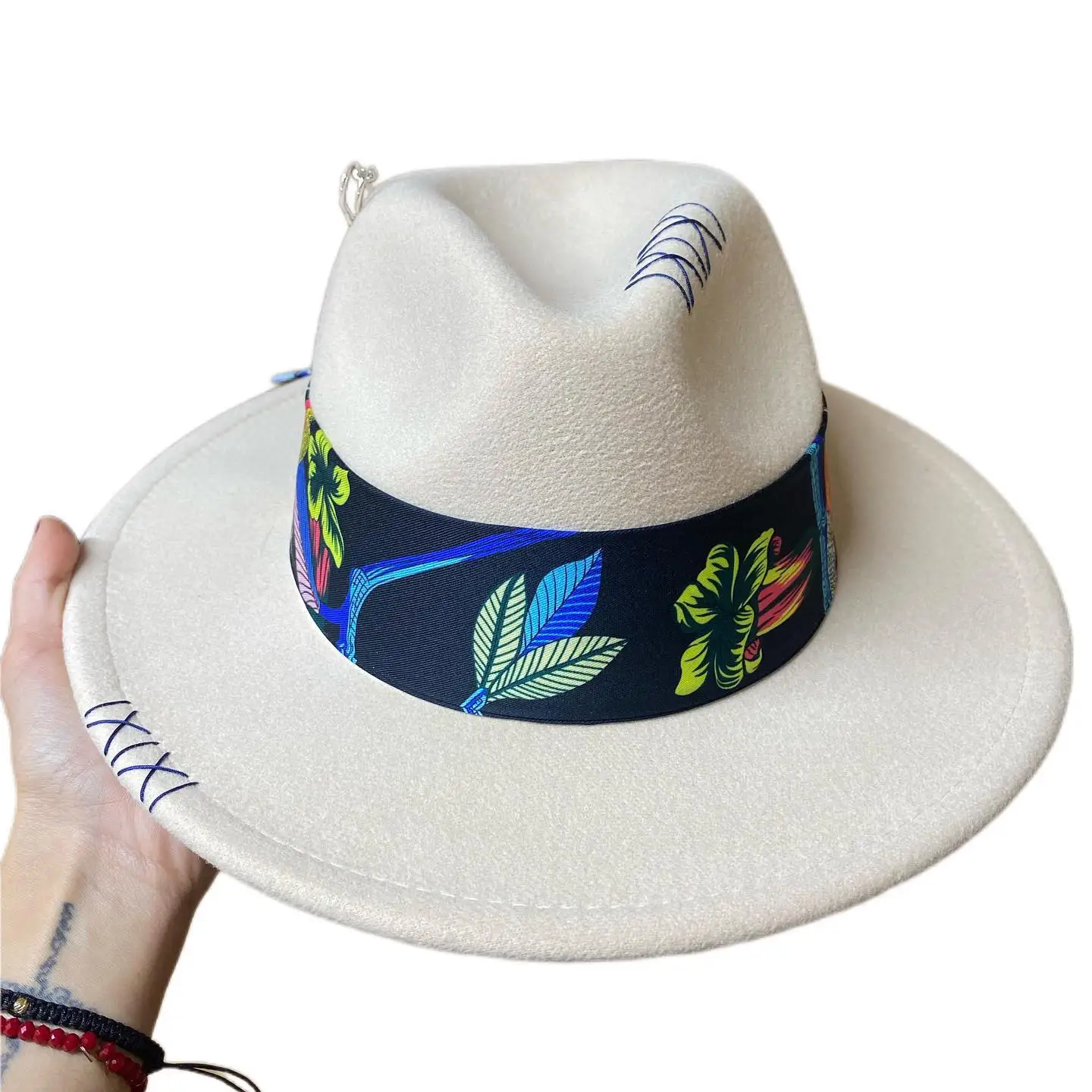 Fedora Autumn and Winter Hat Women's Solid Irregular Hand Sewn ...