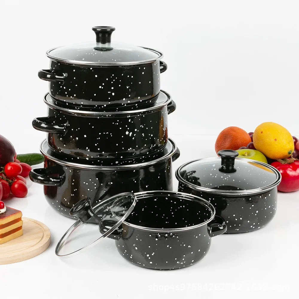 Europe-and-the-United-States-enamel-set-pot-five-sets-of-enamel-soup ...
