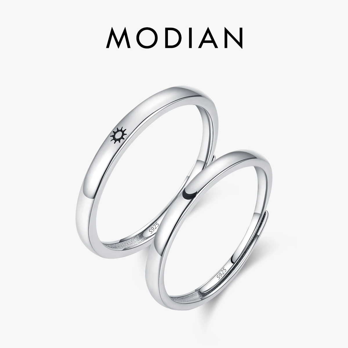 MODIAN 925 Sterling Silver Romantic Moon Sun Finger Rings For Women and ...