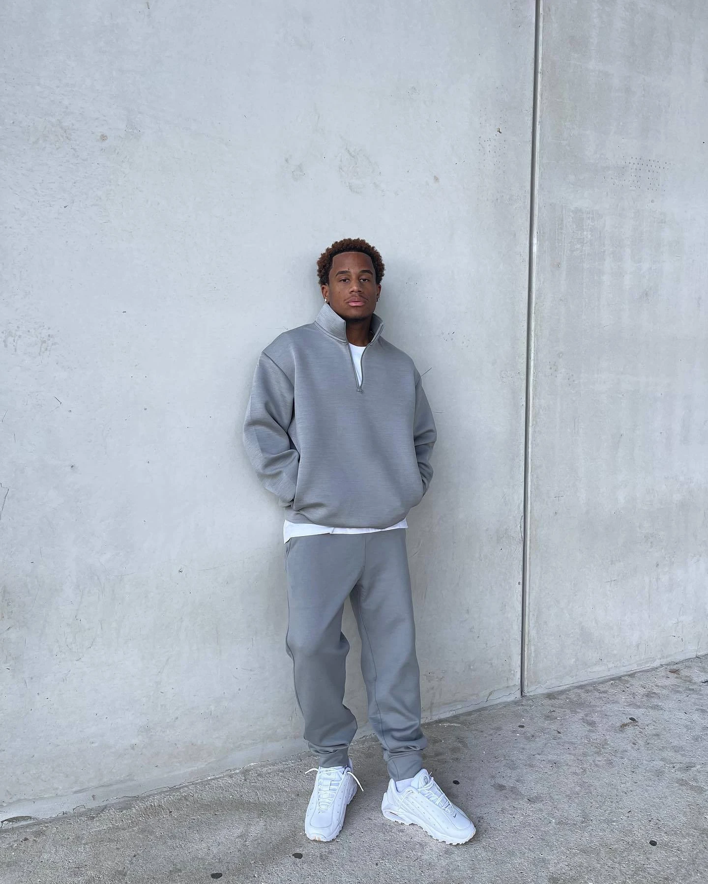 Men Tracksuit Sweatsuit Jogging Suits Half Zip Plain Pocket 2 Piece ...