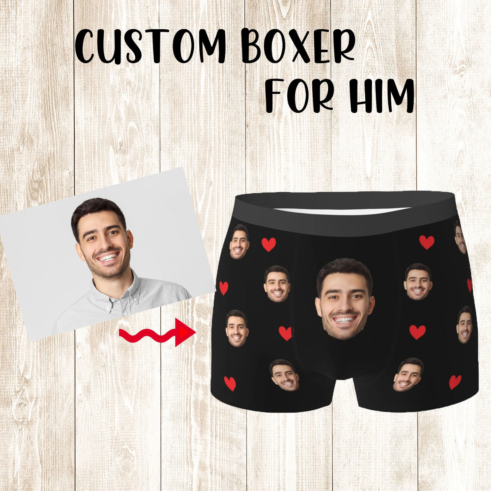 Custom Face Boxers With Name Peronalized Photo Love Underwear Design ...