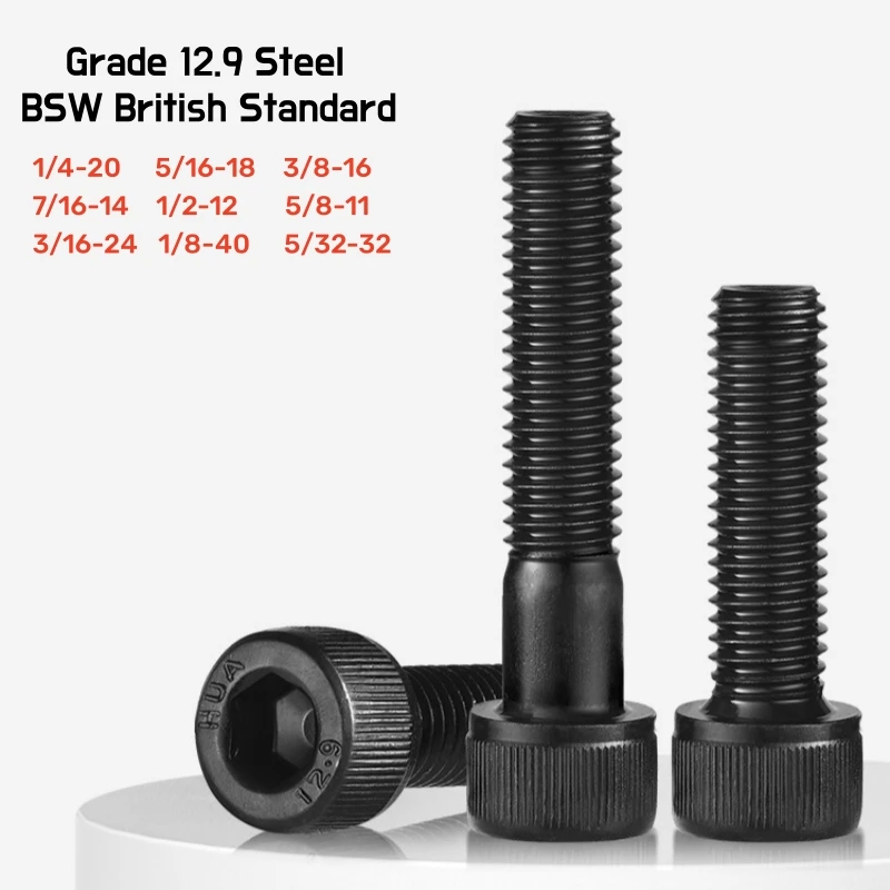 Grade 12.9 Steel BSW British Standard Hexagon Hex Socket Head Cap ...