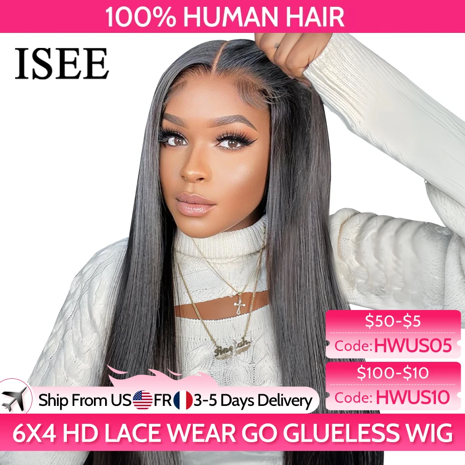 ISEE-Hair-Glueless-Wig-Human-Hair-Ready-To-Wear-Straight-Glueless ...