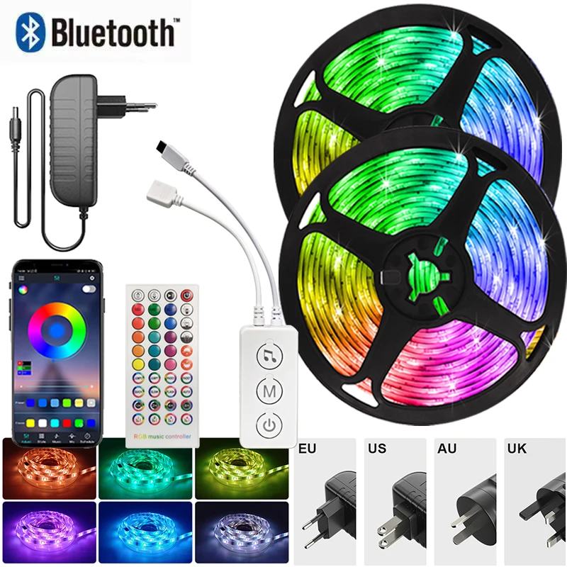 Rgb-Led-Lights-Strip-Bluetooth-5050-220V-Rgb-Led-Tape-Light-Voice ...