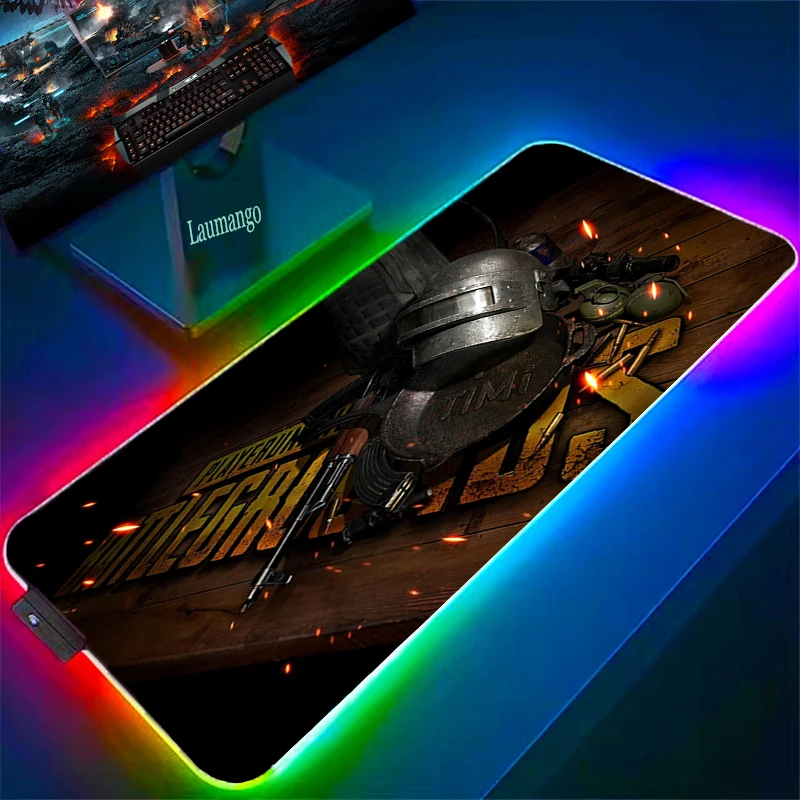 Rgb Pubg Luminous Mouse Pad Gamer Accessories Desk Mat With Wire Pc ...