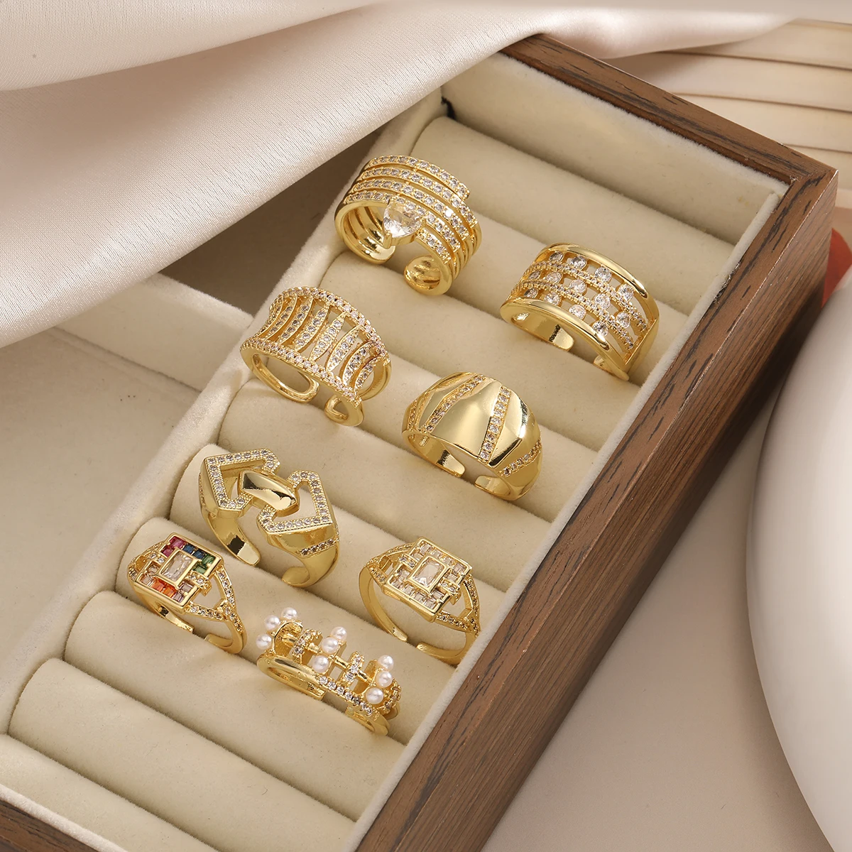 2024-New-Arrival-8-Style-Gold-Color-Geometric-Open-Design-Rings-For ...