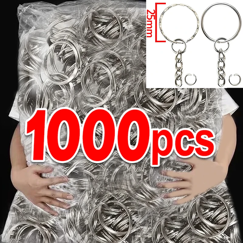 50-1000pcs-Metal-Blank-Keyring-Keychain-Split-Rings-Keyfob-Keyring ...