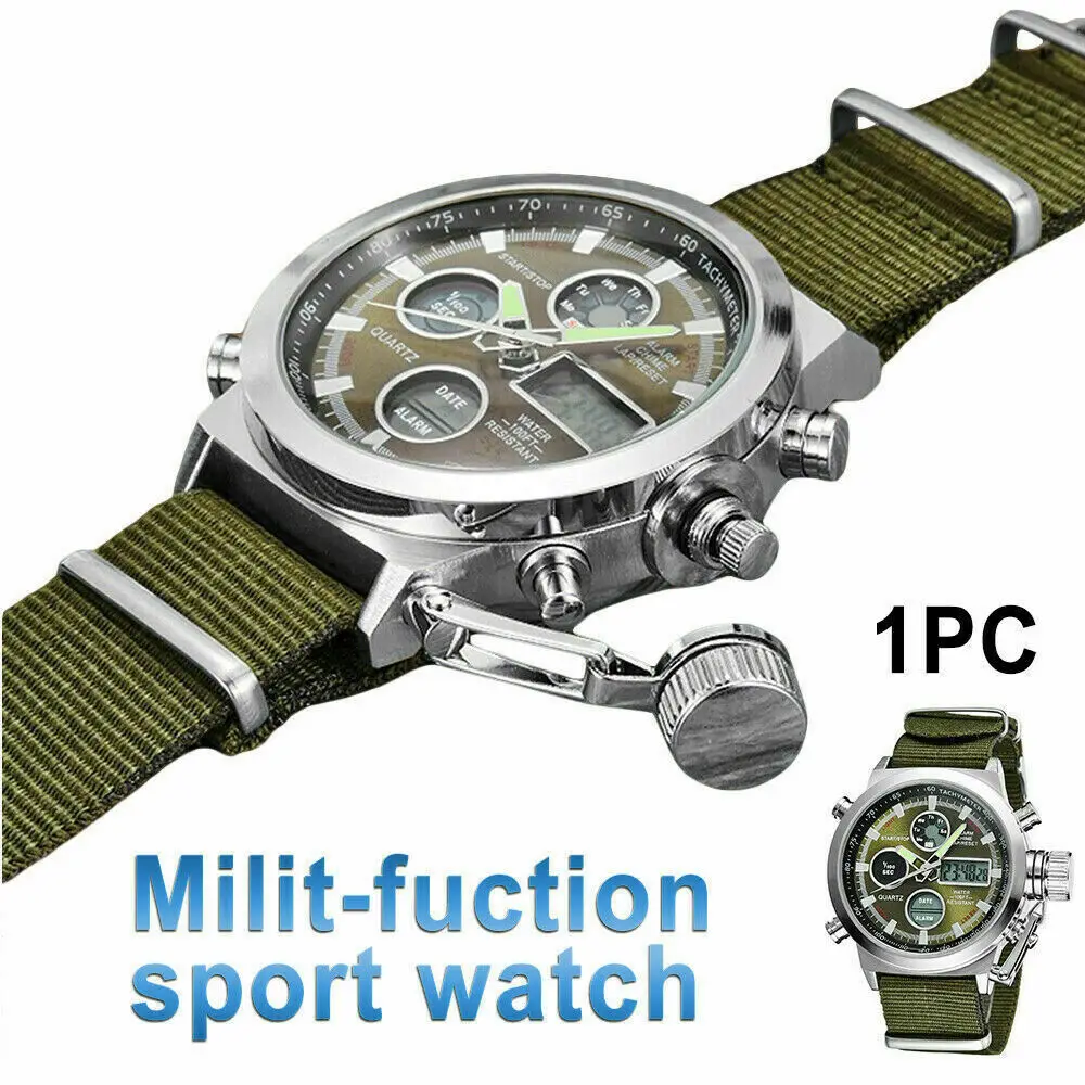 Men-Military-Wrist-Watch-Army-Green-Analog-Digital-Quartz-Nylon-Canvas ...