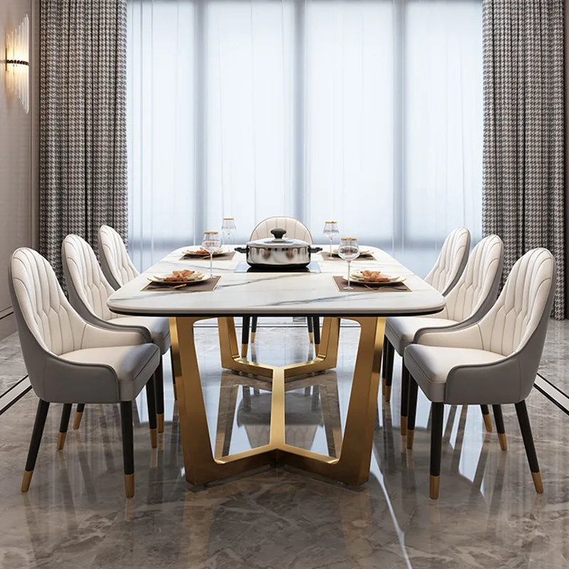 Luxury-slate-telescopic-dining-table-induction-cooker-dining-table ...