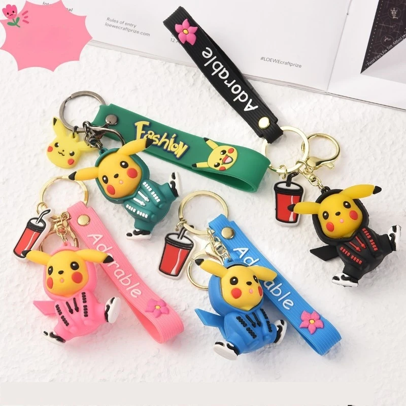 Cartoon-Hoodie-Pikachu-Keychain-Pok-Mon-Series-Bag-Keychain-Pendant-Pok ...