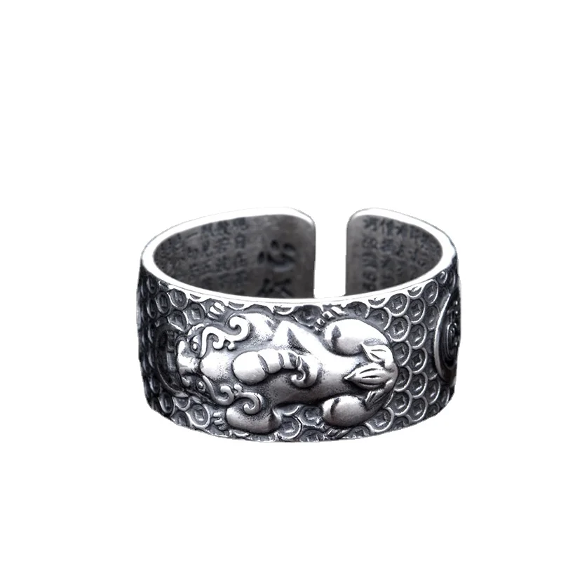 Retro-punk-Ring-male-Kirin-personality-pure-handmade-fashion ...