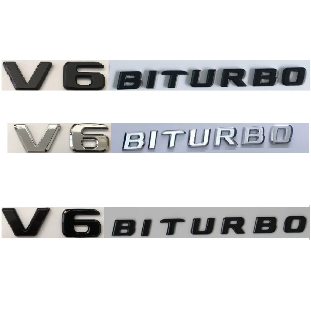 For-Mercedes-Benz-AMG-Flat-Letters-V6-BITURBO-Fender-Emblems-Badges-V-6 ...