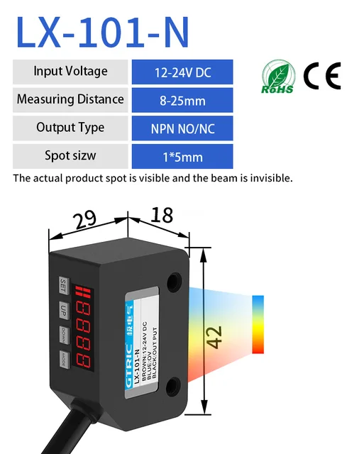GTRIC Color Sensor Photoelectric Switch RGB Mark Recognition Deviation ...
