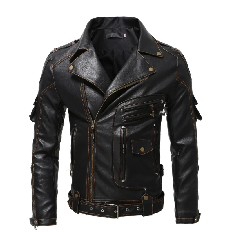Chaqueta-de-moto-Vintage-Ghost-Rider-para-hombre-Parka-de-cuero-Pu-con ...