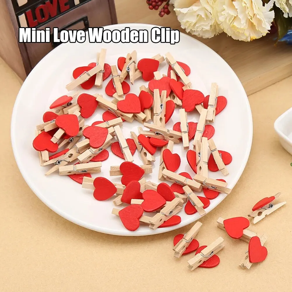 50pcs-3cm-Mini-Photo-Clip-Colorful-Heart-Shaped-Small-Wooden-Clip ...