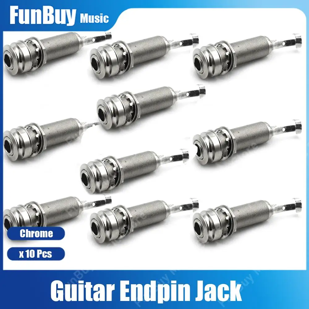 10PCS CYLINDER Guitar EQ Pickup Endpin Output Jack Nickel Strap Lock ...