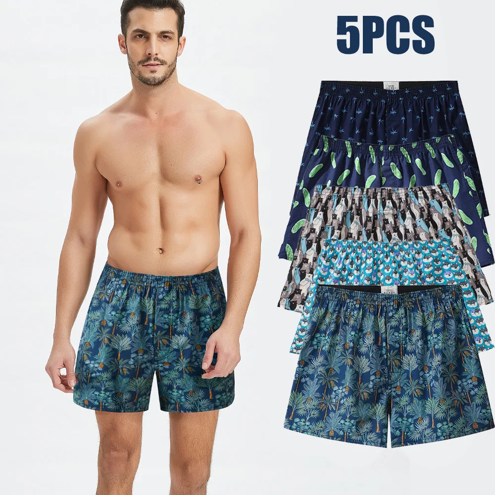 5pcs-Lot-Boxer-Men-Underpants-Printed-Underwear-Man-Cotton-Loose-Woven ...