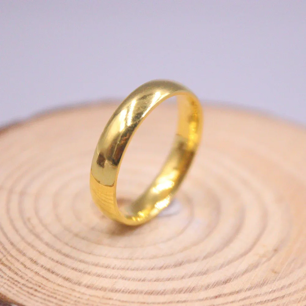 Real-24K-Yellow-Gold-Ring-3D-Hard-Gold-Women-Men-Polish-Surface-4mm ...