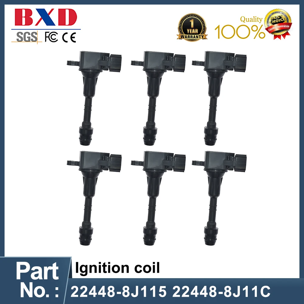 6pcs 22448 8J115 22448 8J11C Ignition Coil For Infiniti I35 QX4 Nissan ...