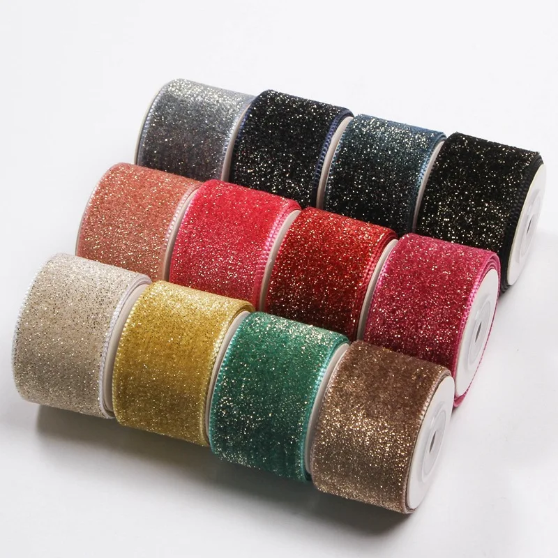 38MM 5yards Gold silver scallions velvet ribbons DIY bow hair ...