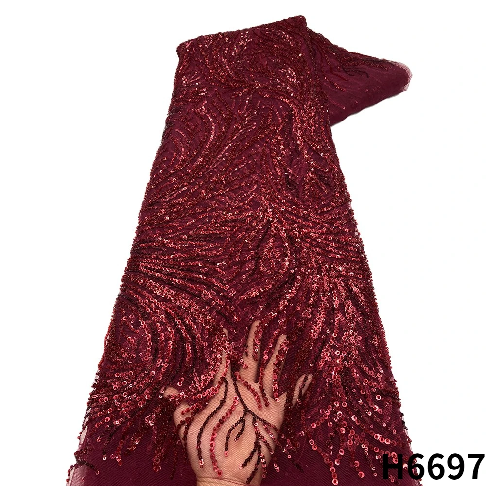 Luxury-Wine-Beaded-Tulle-Lace-Fabric-Embroidered-High-Quality-African ...