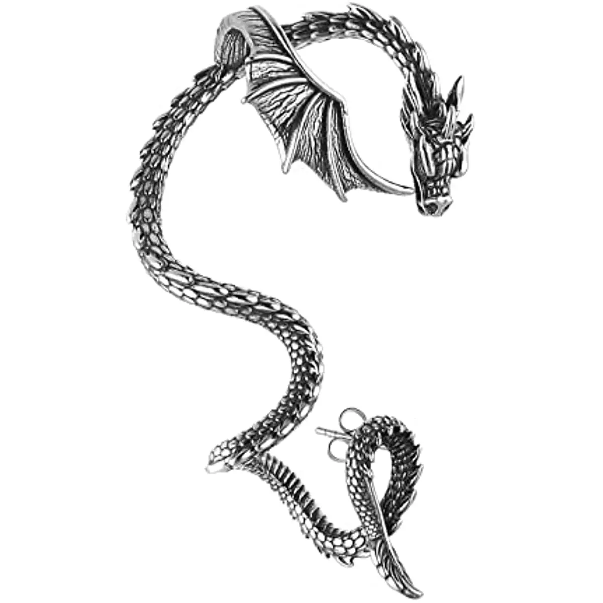 HZMAN-Winged-Dragon-Earrings-Detailed-Stainless-Steel-Dragon-Ear-Stud ...