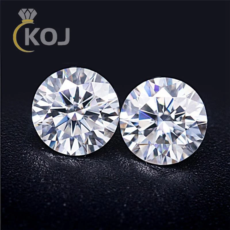 KOJ Sparkling 3EX VVS1 0.1 10 CT Round Cut Real Moissanite Loose ...