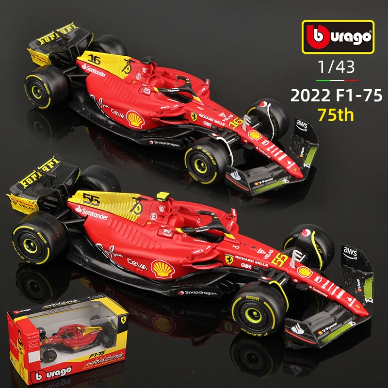 Ferrari F1-75 75th Anniversary Carlos Sainz #55 Bburago 1:43 F1 Charles ...
