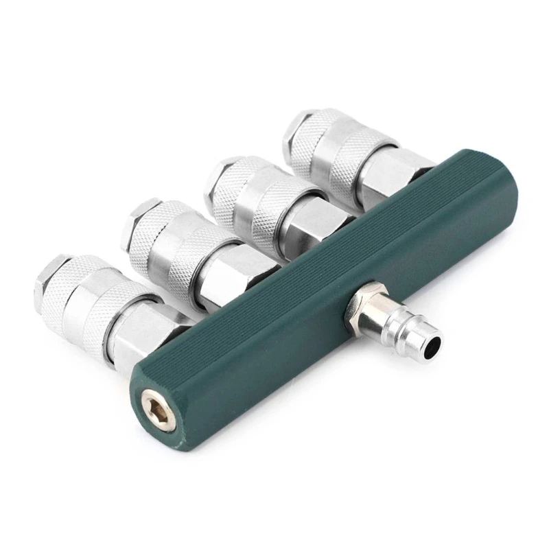 E5BE-Porable-4-Way-Air-Hose-Splitter-5-Port-Quick-Manifold-1-4-Male ...