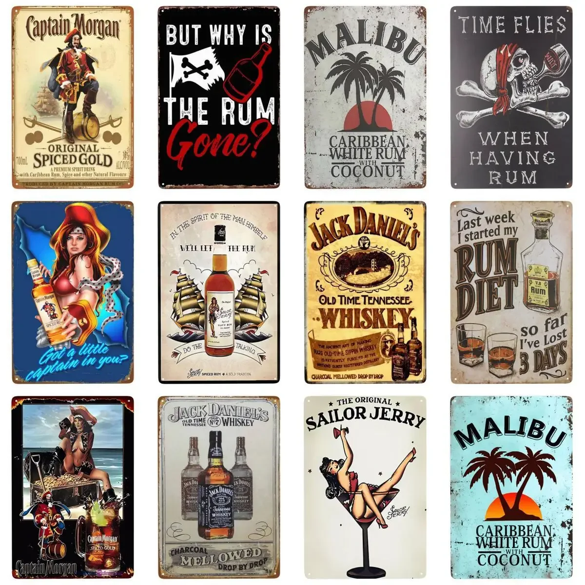 1pc-Vintage-Malibu-Rum-Metal-Signs-Captain-Morgan-Funny-Sign-Tin-Signs ...