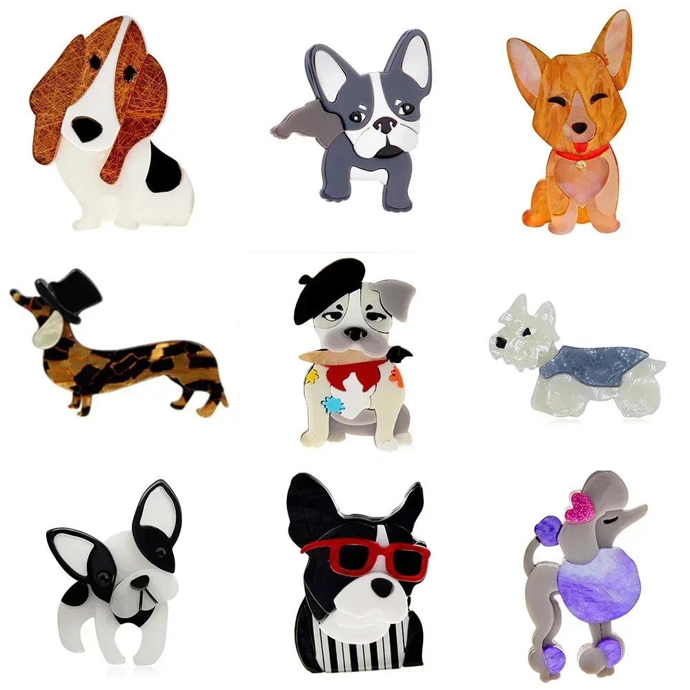 Spille-per-cani-carine-in-acrilico-per-donna-uomo-indossano-occhiali-da-cappello-seduti-piccoli ...