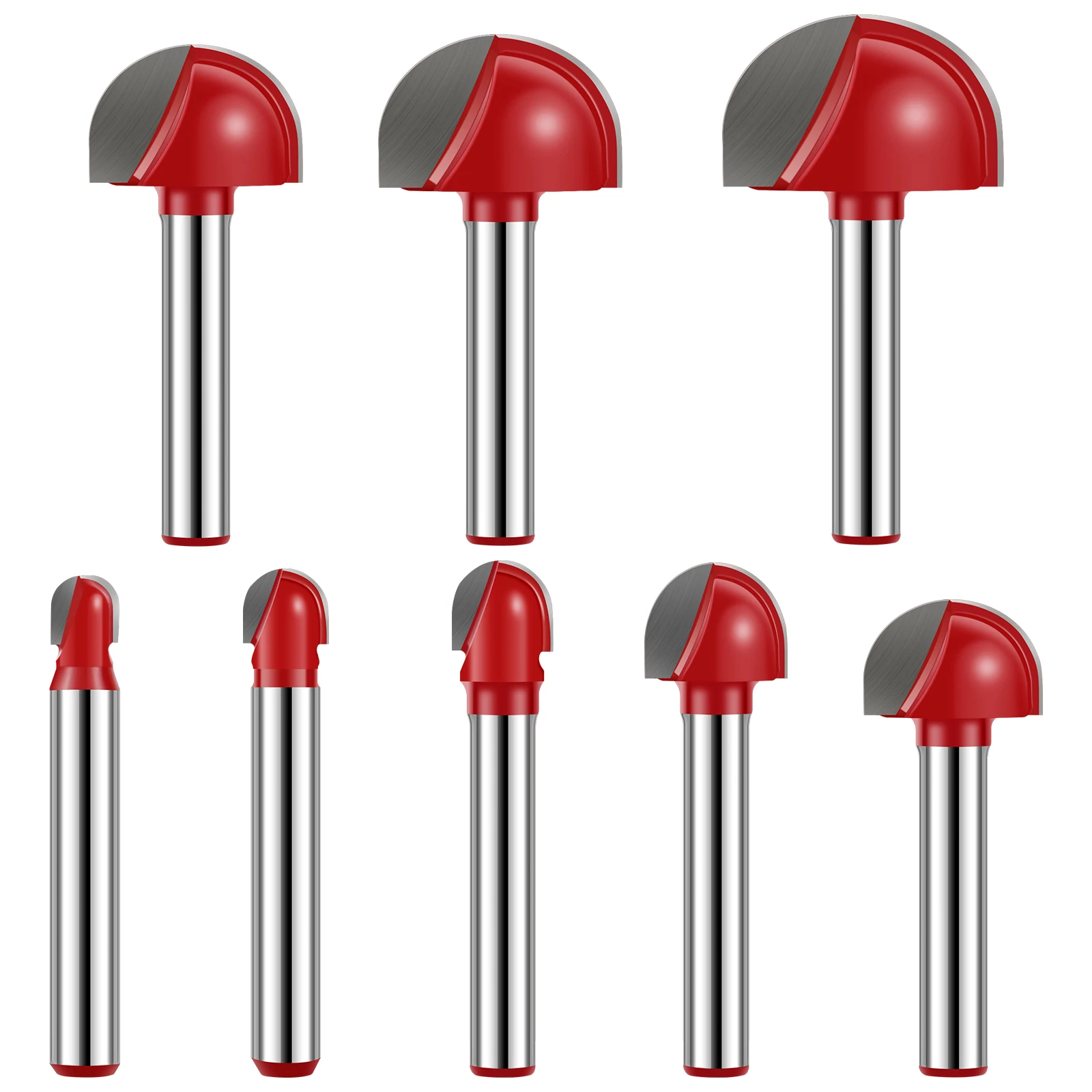 8 Pcs 1/4inch Shank Cove Core Box Router Bit Set Sturdy Round Nose ...