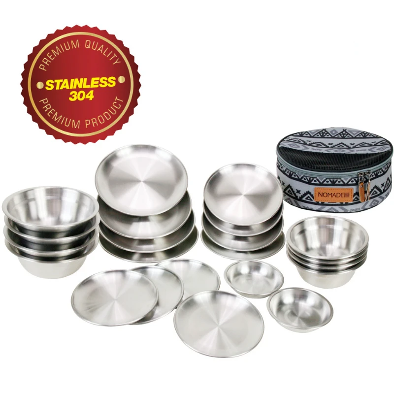 22Pcs-Stainless-Steel-304-Set-Bowls-and-Dishes-Outdoor-Camping-Bowls ...