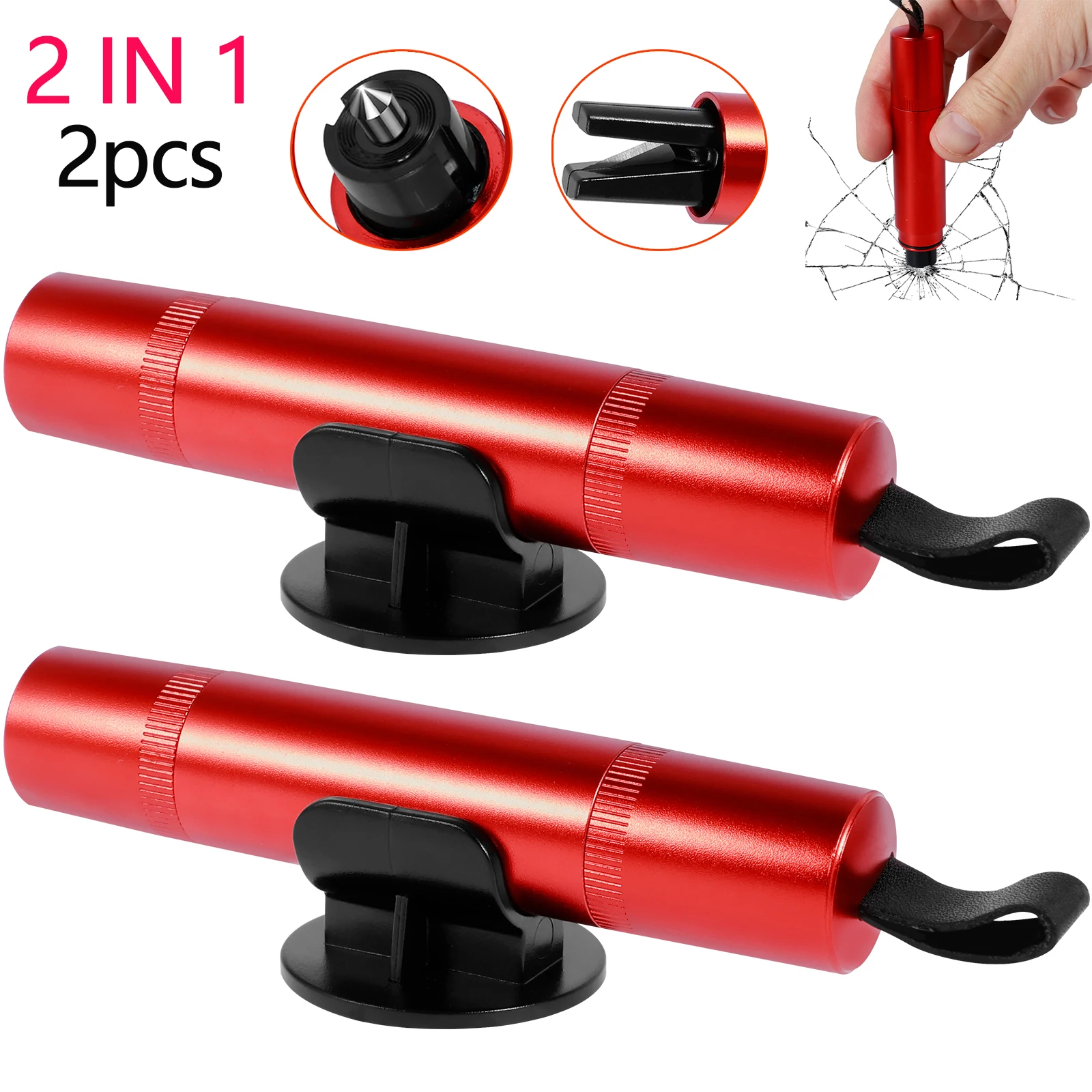 2Pcs Car Safety Hammer Emergency Glass Breaker Seat Belt Safety Cutting ...