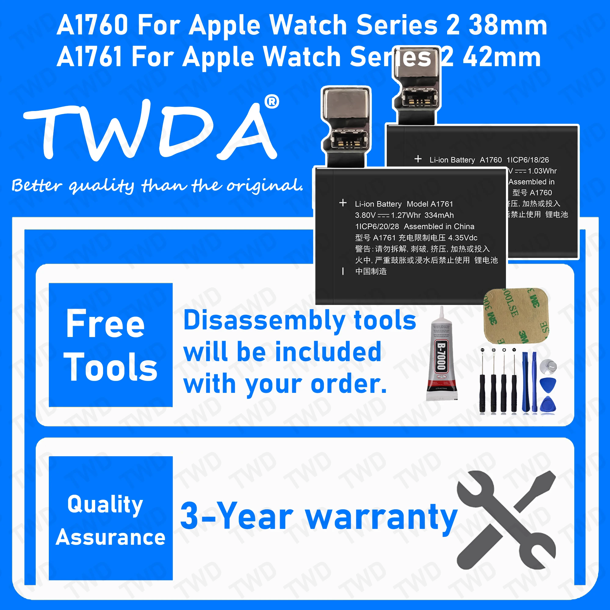 A1760 A1761 Large capacity Battery For APPLE Series 2 38mm 42mm/iWatch ...