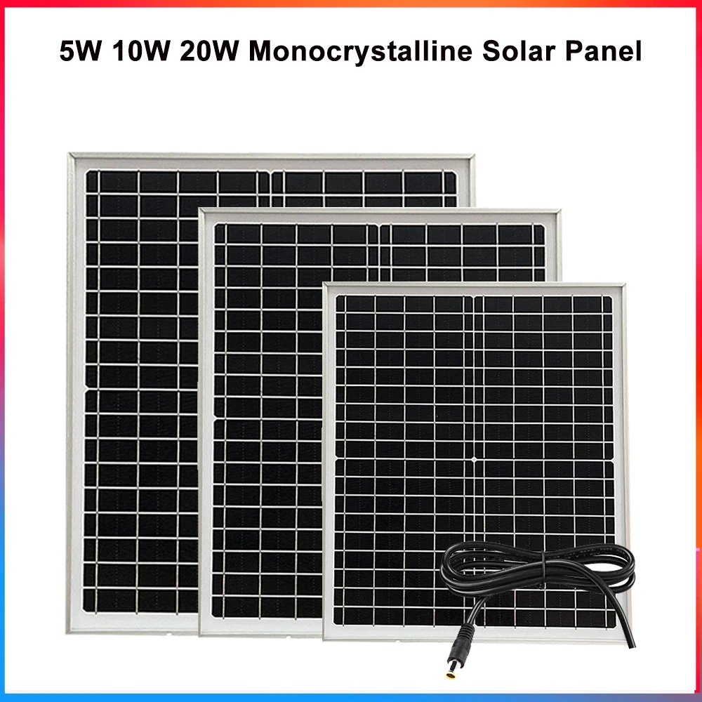 18V-5W-10W-20W-Solar-Panel-Monocrystalline-Silicon-PV-Module-Solar-Cell ...