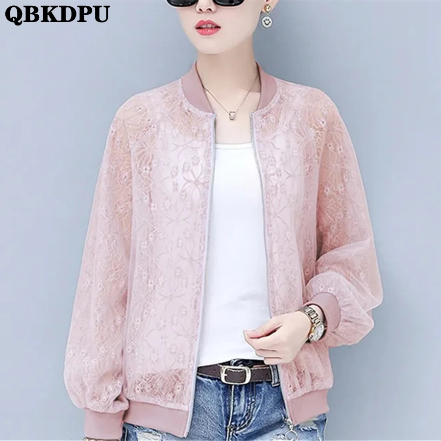 Lace-Thin-Sunscreen-Cropped-Bomber-Jackets-Women-Breathable-Short-Coats ...