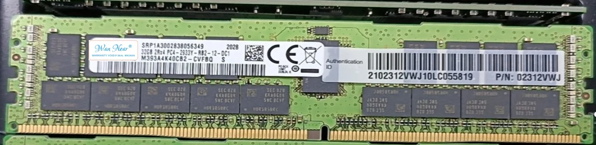 For 02312VWJ 06200317 32GB DDR4 32G 2RX4 PC4 2933Y ECC REG RDIMM ...