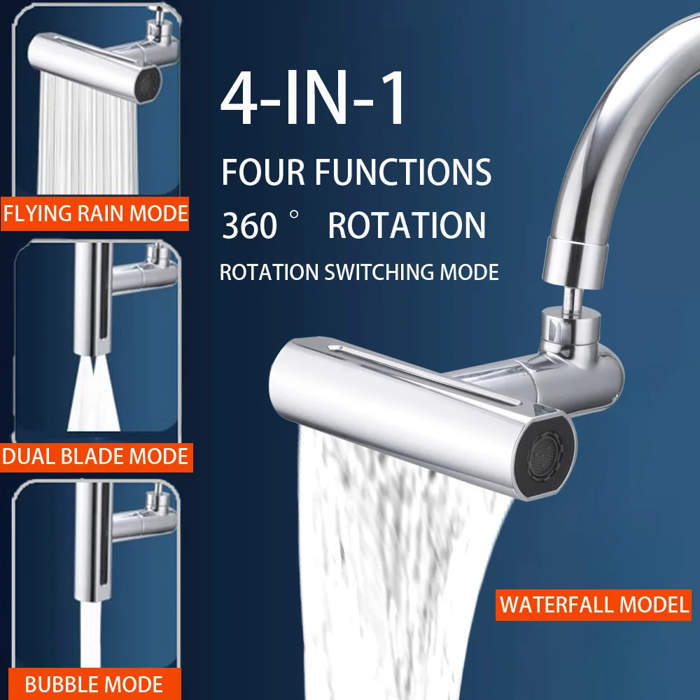 New 360°Rotating Faucet 4Modes Waterfall Faucet Faucets Extender ...